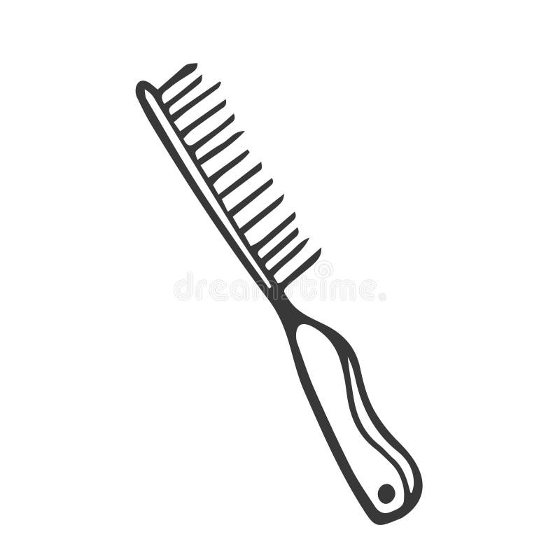 Simple Outline Doodle Hair Comb Icon Isolated on White Background Stock ...