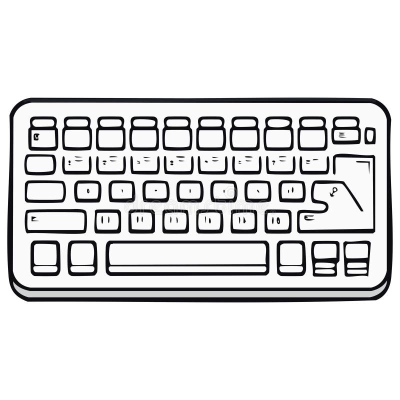 Simple Outline Drawing of a Modern Keyboard with Blank Keys and a ...