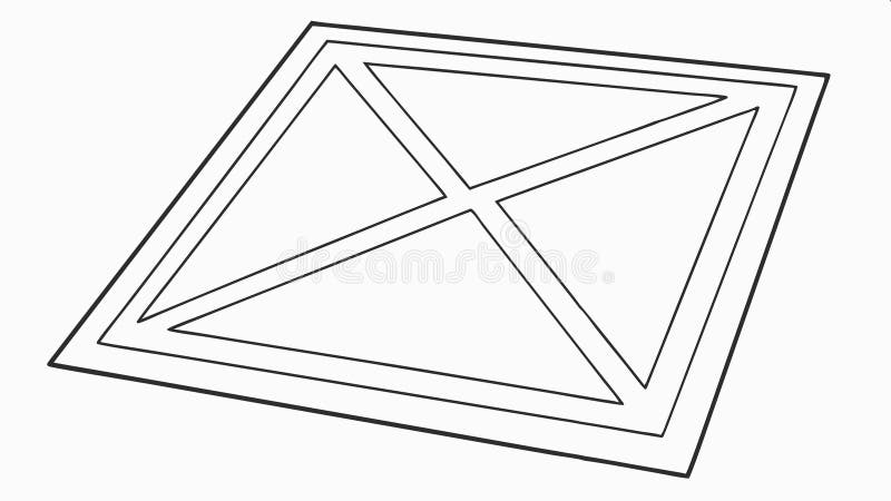 Simple Outline Drawing of a Square with Internal Lines Vector Design ...