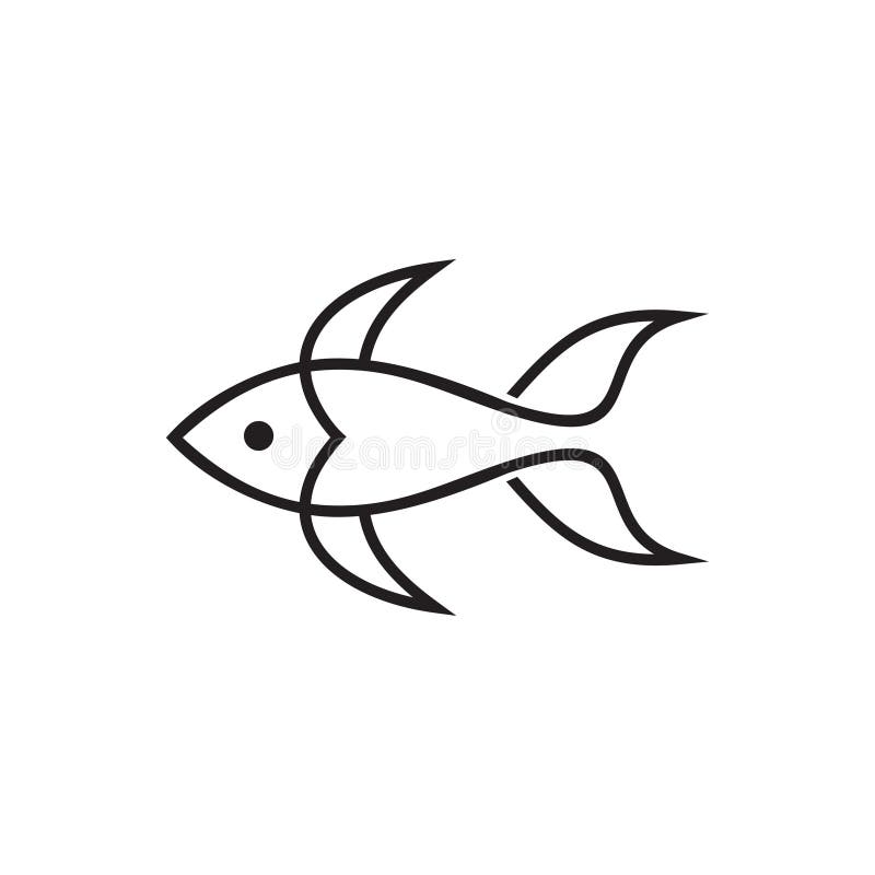 Simple Outline Fish Logo Design Stock Vector - Illustration of wildlife ...