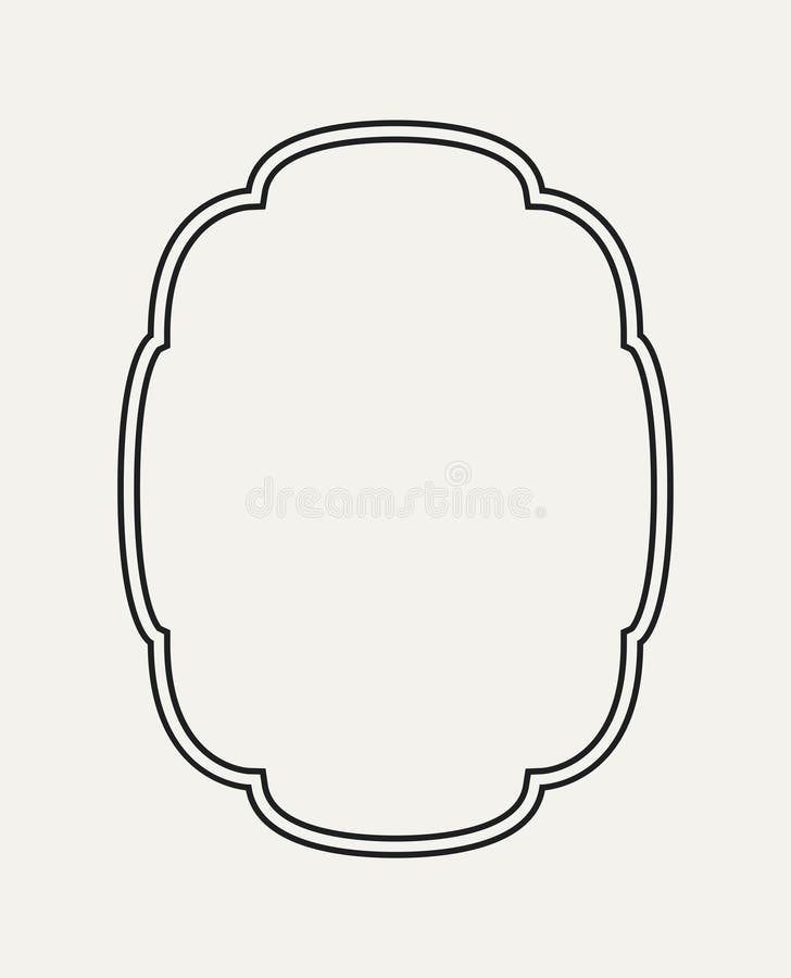 Simple Outline Frame. Vintage Round Frame with Wavy Edges. Thin Border ...