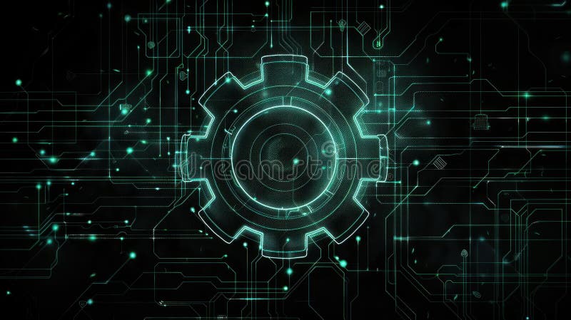 Simple Outline of a Gear with a Digital Interface, Representing Modern ...