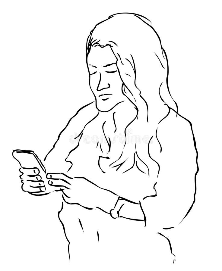 Eye Level Simple Outline Hand Draw Sketch Vector, Woman Read, Type or ... Eye Level Simple Outline Hand Draw Sketch Vector, Woman Read, Type or ...