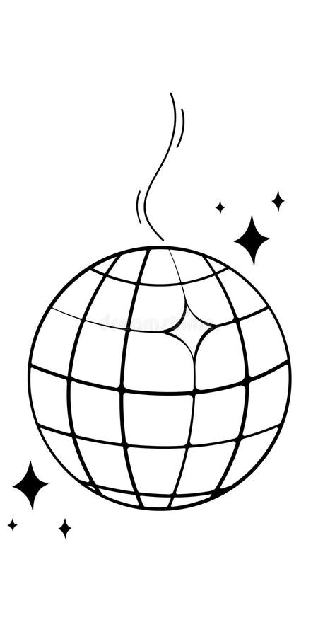 Simple Outline Hand Drawn Disco Ball Doodle Illustration Stock Vector ...