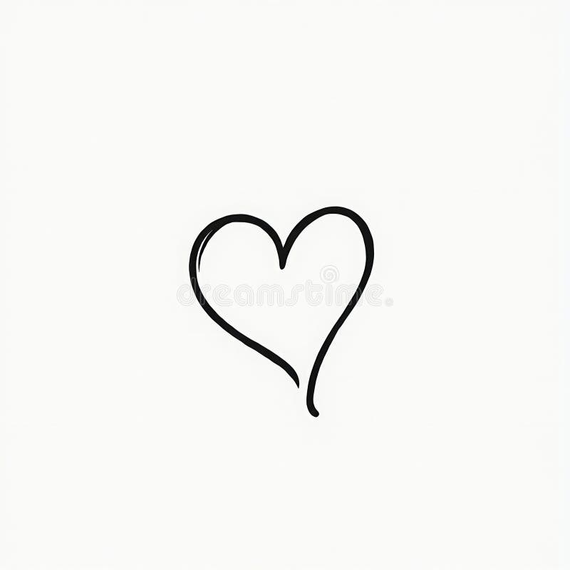 Simple Outline Heart with Clean Black Line Isolated on a White ...