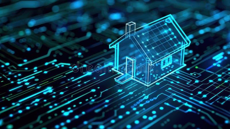 Simple Outline of a House with a Digital Interface, Representing Stock ...