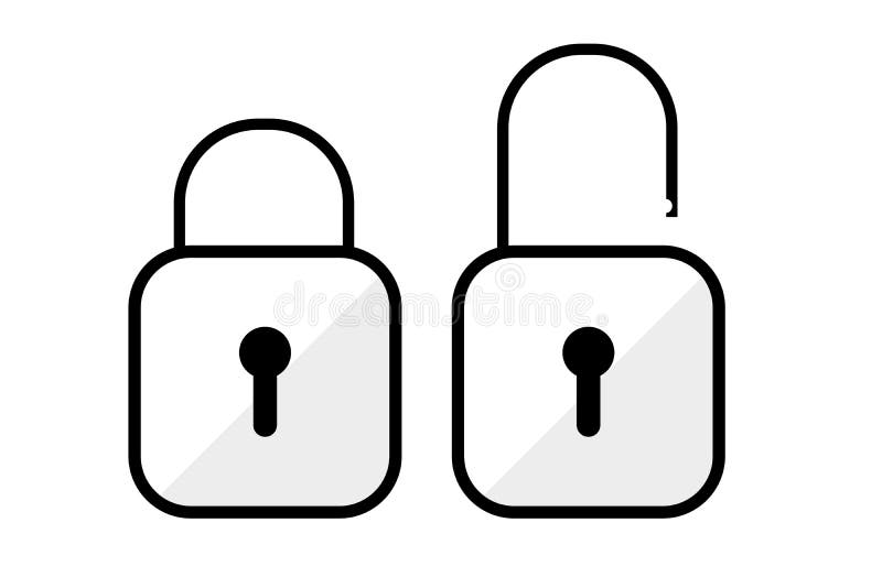 Simple Outline Icon, Lock and Unlock Stock Vector - Illustration of ...