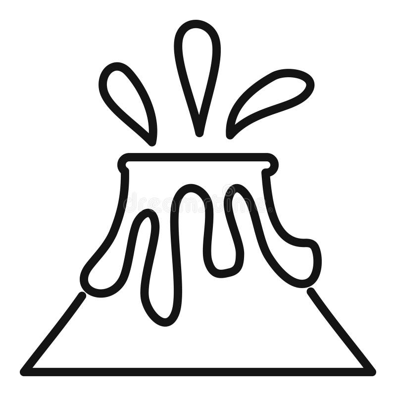Simple Outline Icon of a Volcano Erupting Lava Stock Vector ...