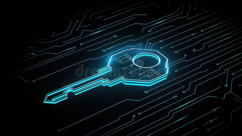 Simple Outline of a Key with a Digital Lock Interface, Representing ...