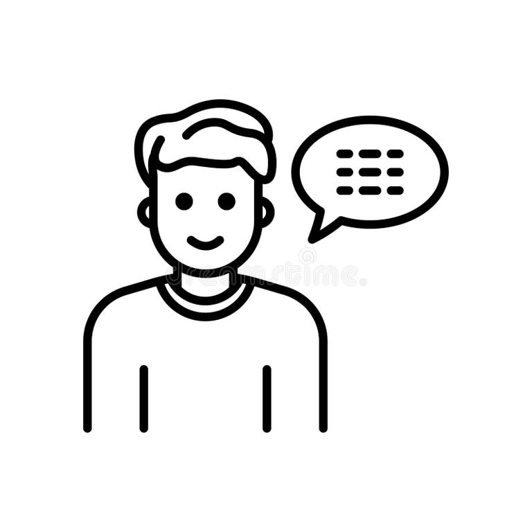 Simple Outline of Man with Communication Symbol Stock Vector ...