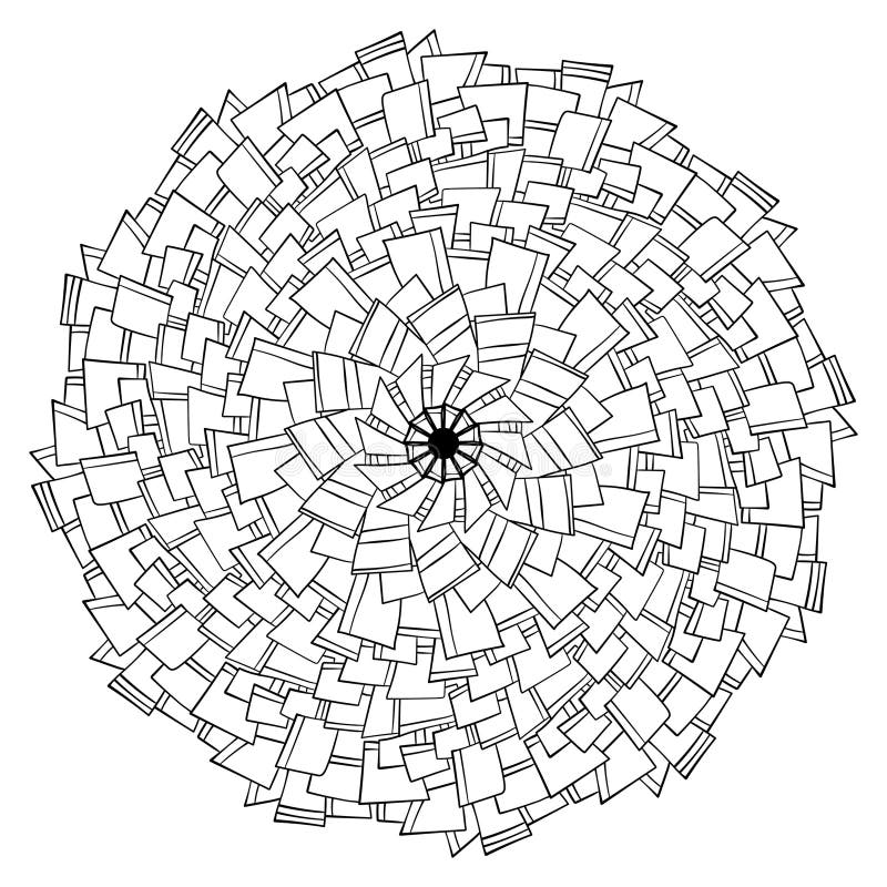 Simple Outline Mandala with Rectangular Motifs, Creative Zen Coloring ...