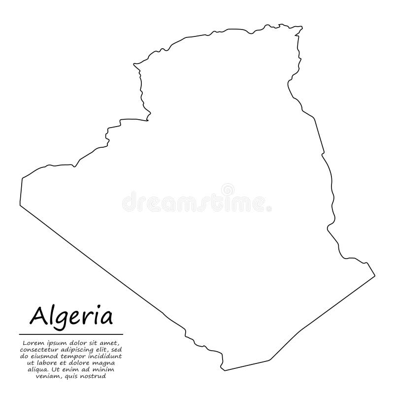 Simple Outline Map of Algeria, in Sketch Line Style Stock Vector ...