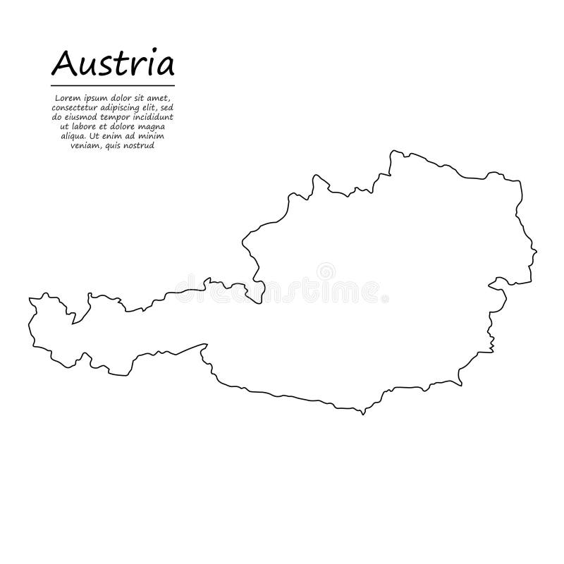 Simple Outline Map of Austria, in Sketch Line Style Stock Vector ...