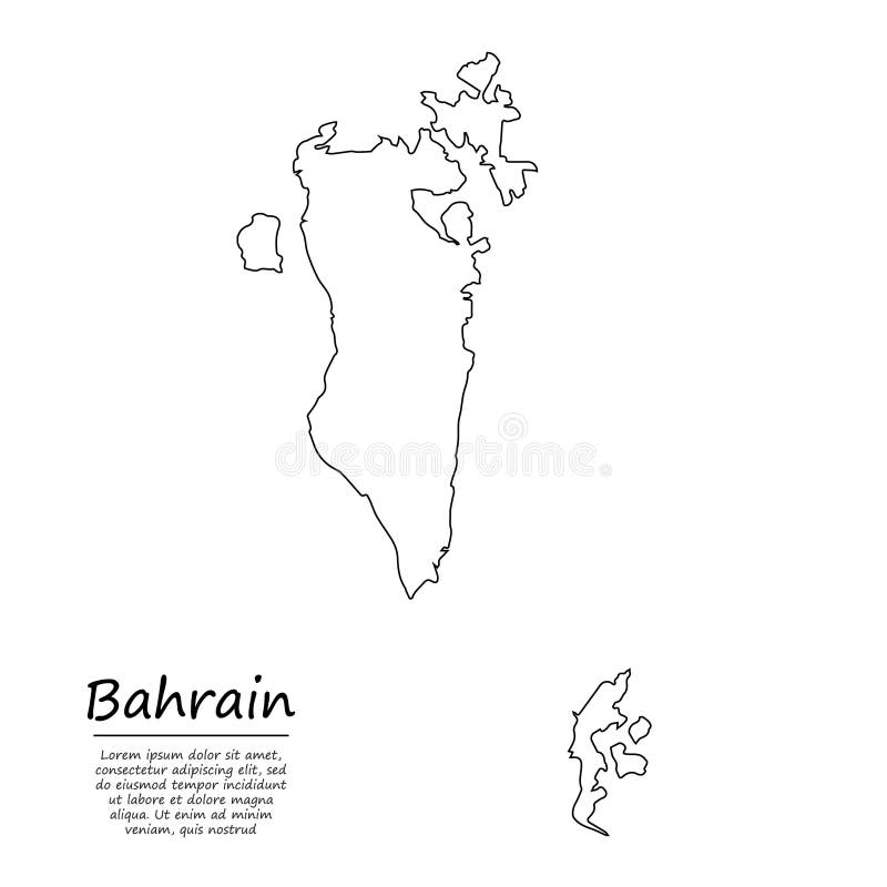 Outline Map of Bahrain stock vector. Illustration of drawing - 113994632