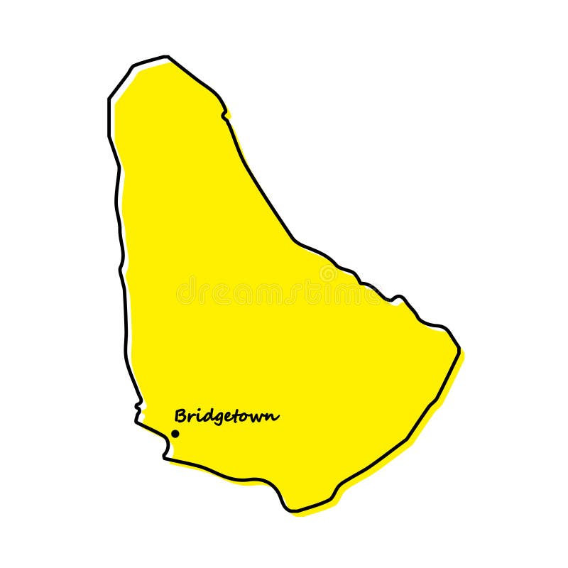Simple Outline Map of Barbados with Capital Location Stock Vector ...
