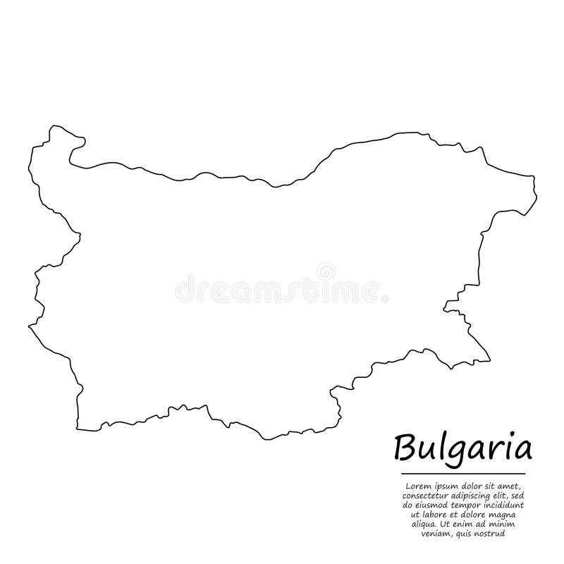 Simple Outline Map of Bulgaria, Silhouette in Sketch Line Style Stock ...
