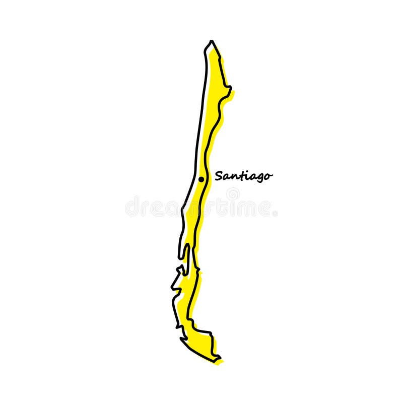 Simple Outline Map of Chile with Capital Location Stock Illustration ...