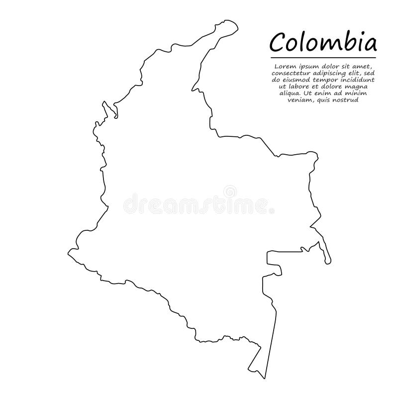 Simple Outline Map of Colombia, in Sketch Line Style Stock Vector ...