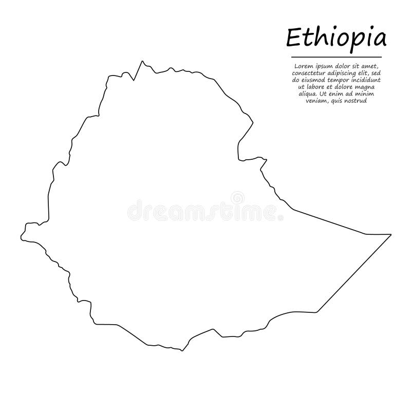 Simple Outline Map of Ethiopia, in Sketch Line Style Stock Vector ...