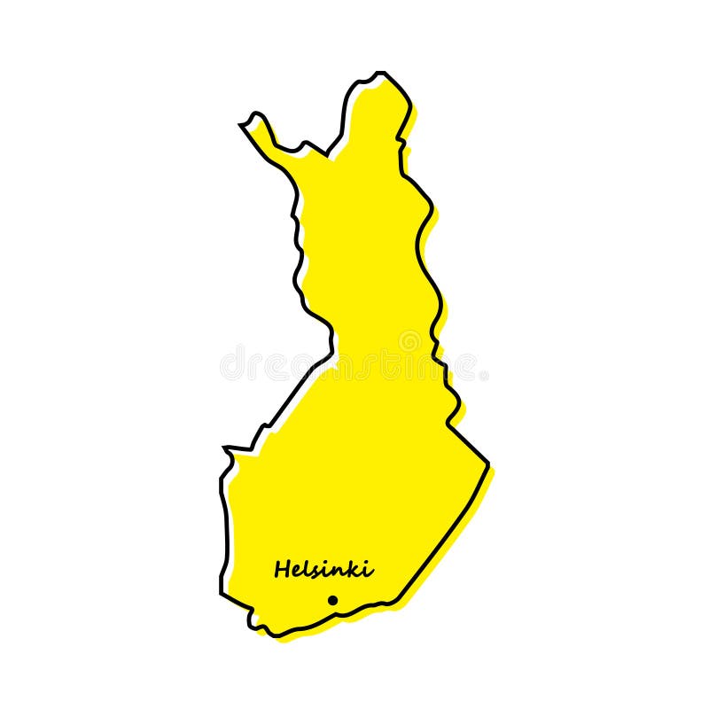 Simple Outline Map of Finland with Capital Location Stock Illustration ...