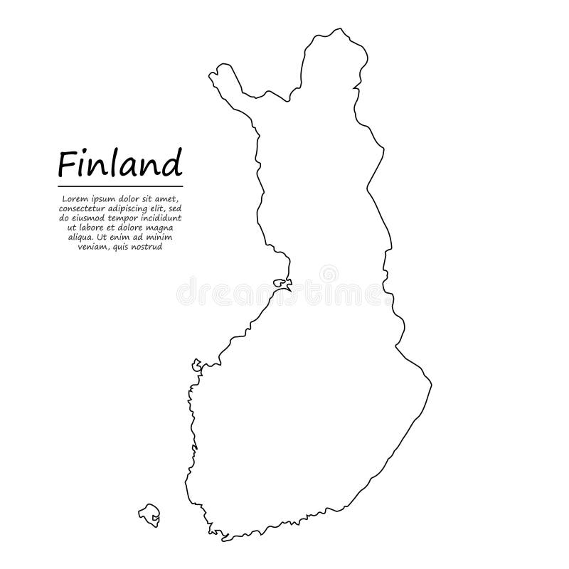 Simple Outline Map of Finland, in Sketch Line Style Stock Vector ...