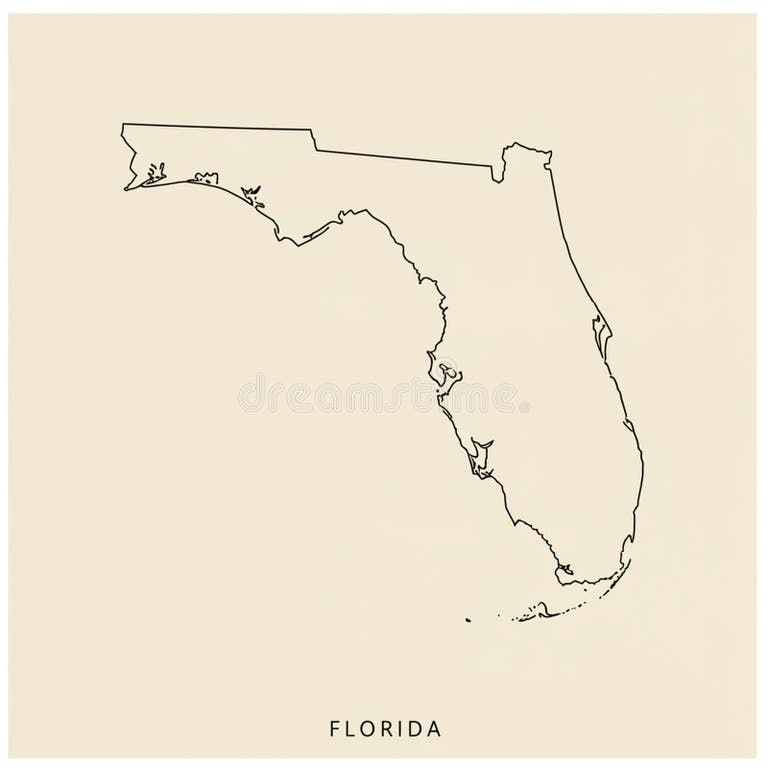 Simple Outline Map of Florida, Displaying Its Distinctive Panhandle and ...