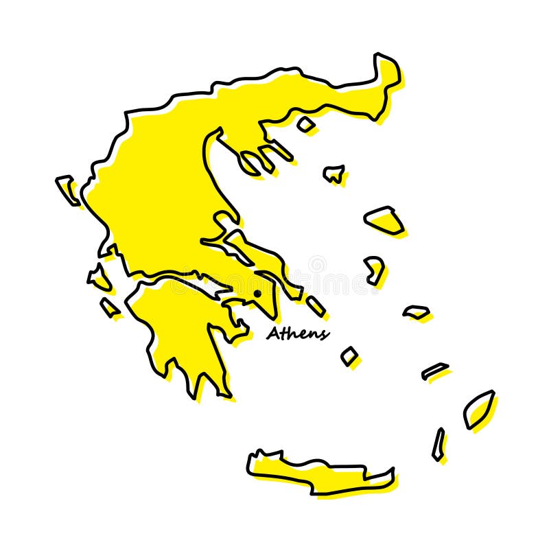 Simple Outline Map of Greece with Capital Location Stock Vector ...
