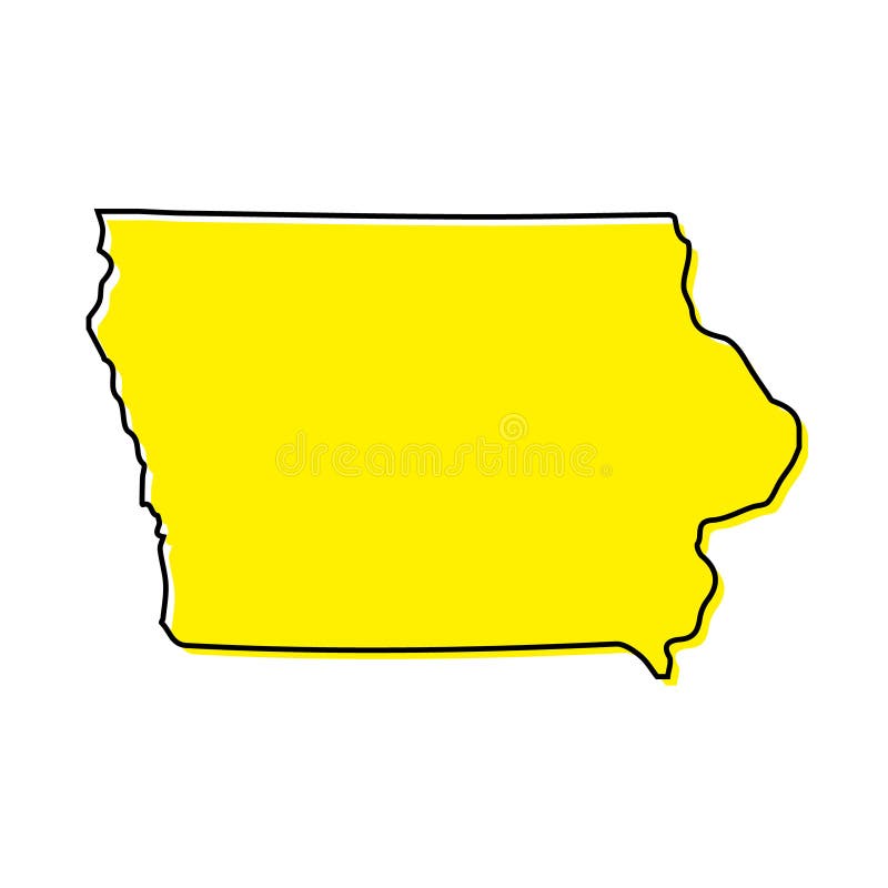 Simple Outline Map of Iowa is a State of United States. Stylized Stock ...