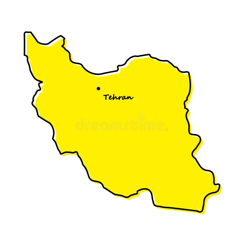 Simple Outline Map of Iran with Capital Location Stock Illustration ...