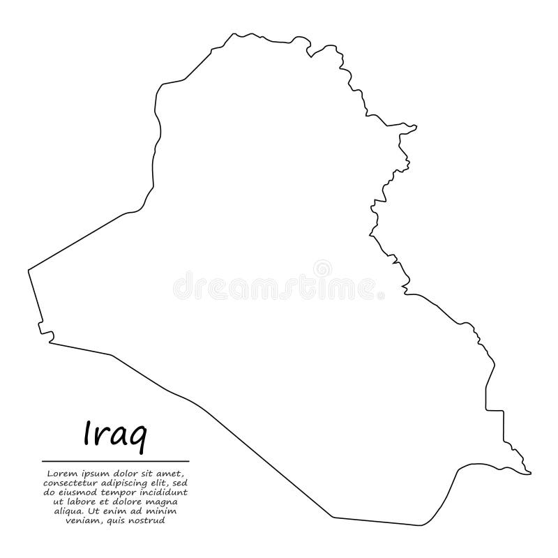 Simple Outline Map of Iraq, in Sketch Line Style Stock Vector ...