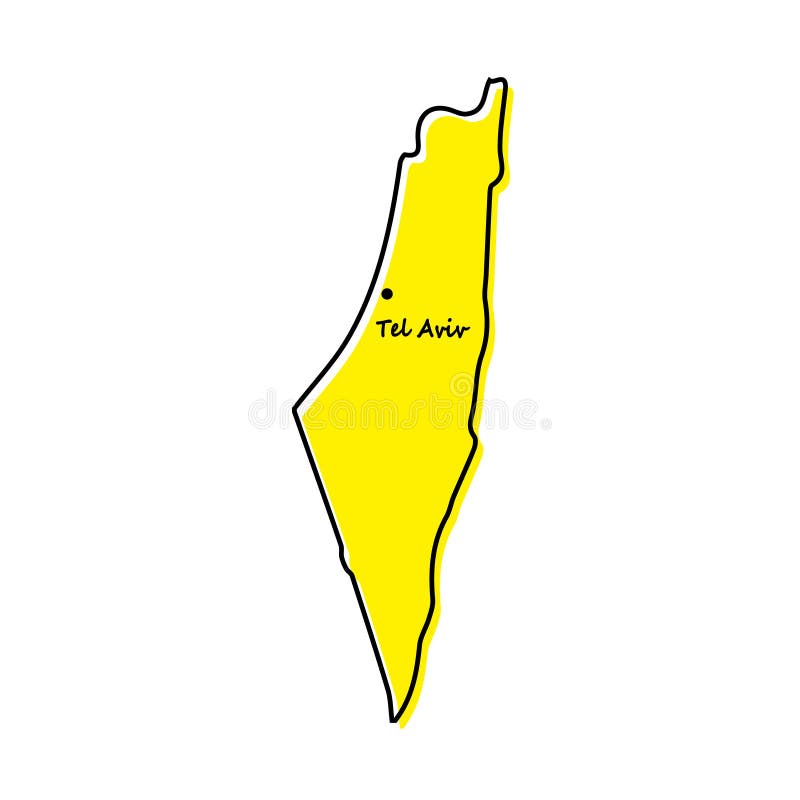 Simple Outline Map of Israel with Capital Location Stock Illustration ...