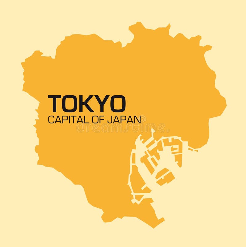 Simple Outline Map of the Japanese Capital Tokyo Stock Vector ...