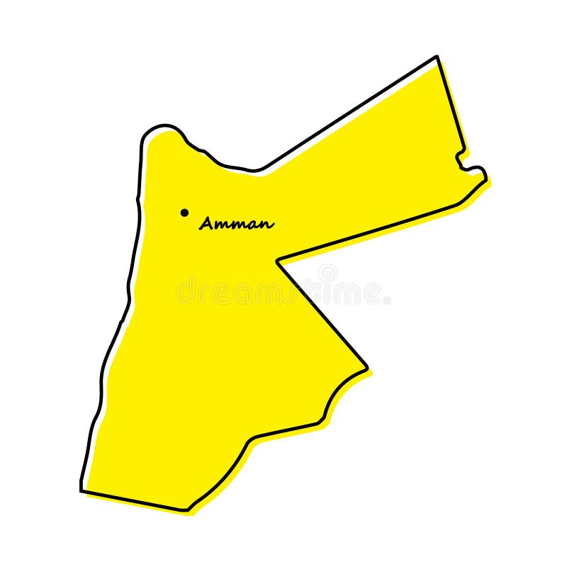 Simple Outline Map of Jordan with Capital Location Stock Vector ...