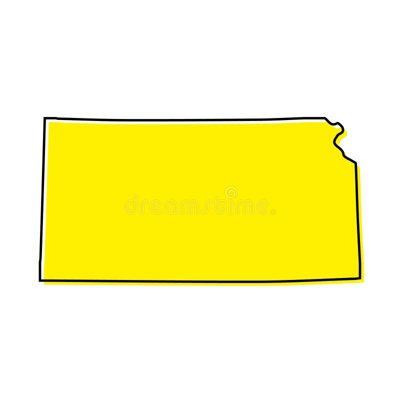Simple Outline Map of Kansas is a State of United States. Styliz Stock ...