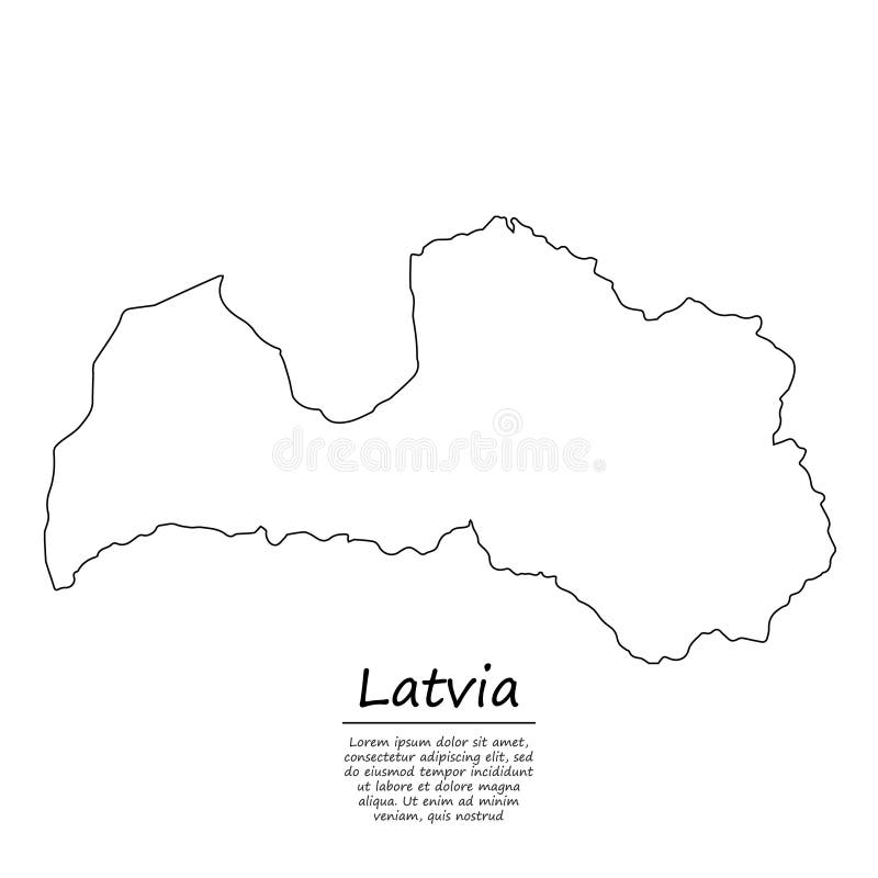 Simple Outline Map of Latvia, Silhouette in Sketch Line Style Stock ...