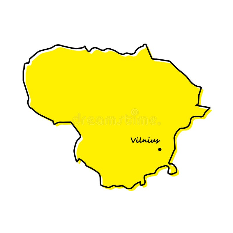 Simple Outline Map of Lithuania with Capital Location Stock ...