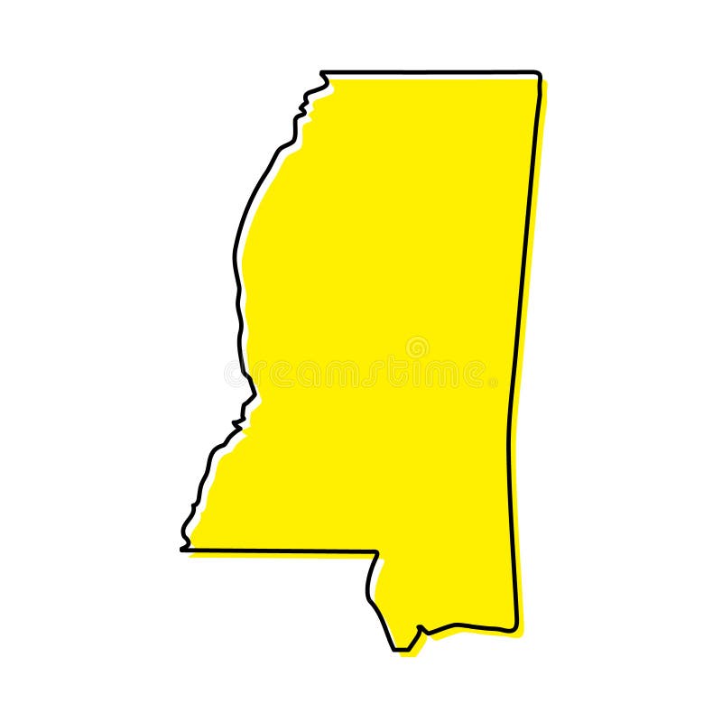 Simple Outline Map of Mississippi is a State of United States. S Stock ...
