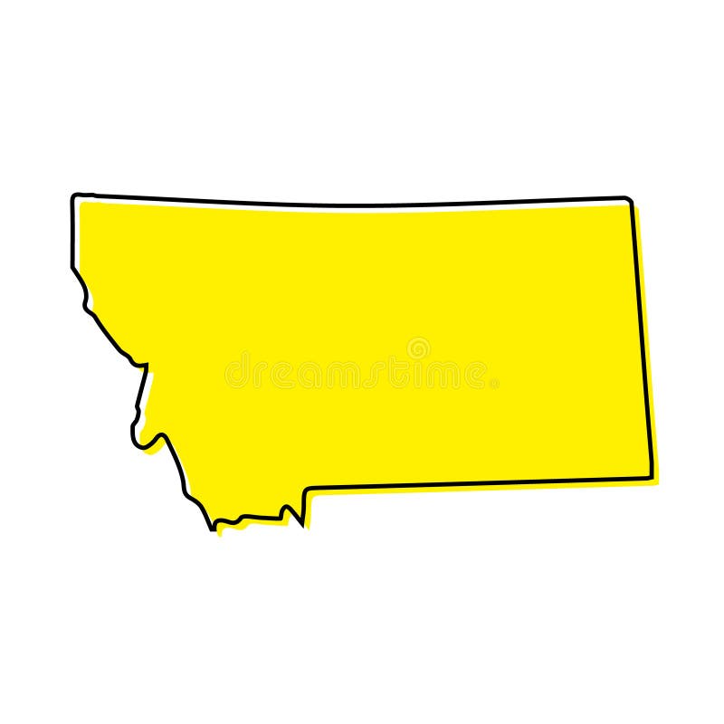 Simple Outline Map of Montana is a State of United States. Styli Stock ...
