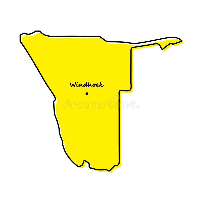 Simple Outline Map of Namibia with Capital Location Stock Illustration ...