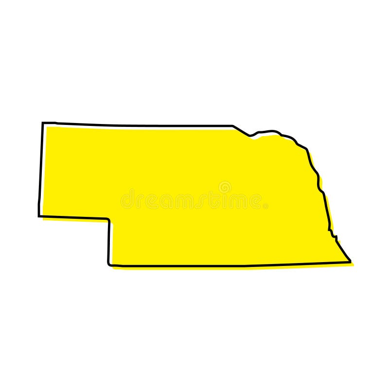 Simple Outline Map of Nebraska is a State of United States. Styl Stock ...