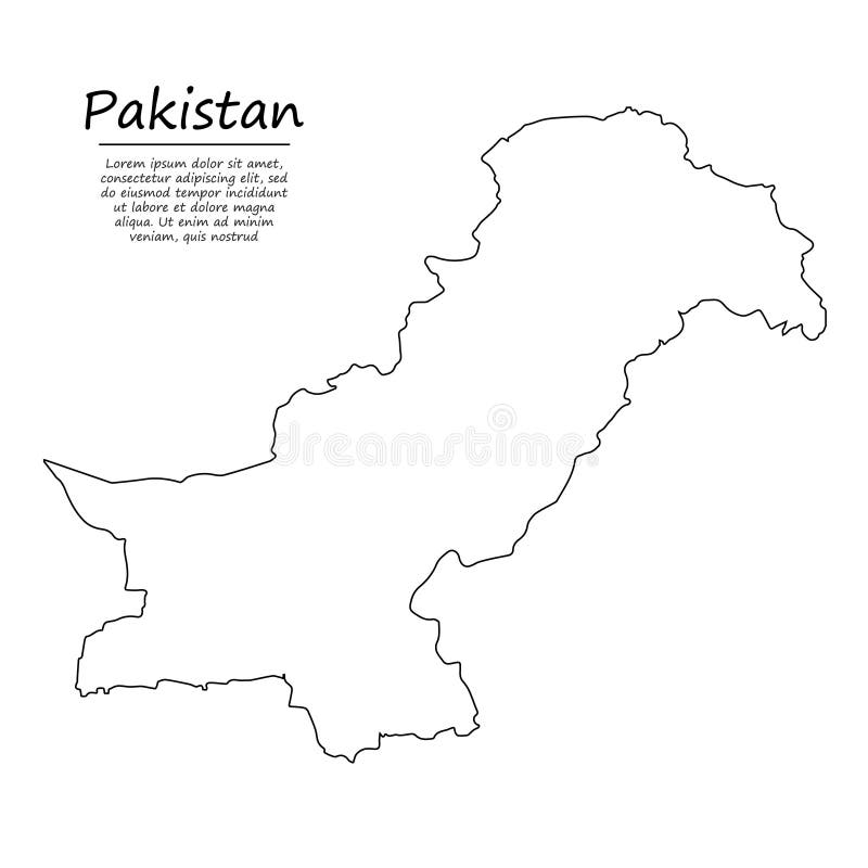 Simple Outline Map of Pakistan, in Sketch Line Style Stock Vector ...