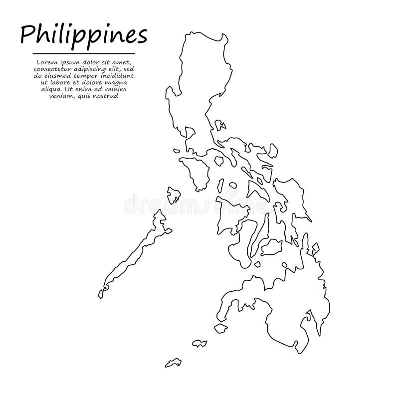 Simple Outline Map of Philippines, in Sketch Line Style Stock Vector ...