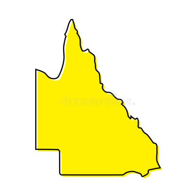 Simple Outline Map of Queensland is a State of Australia. Stock Vector ...