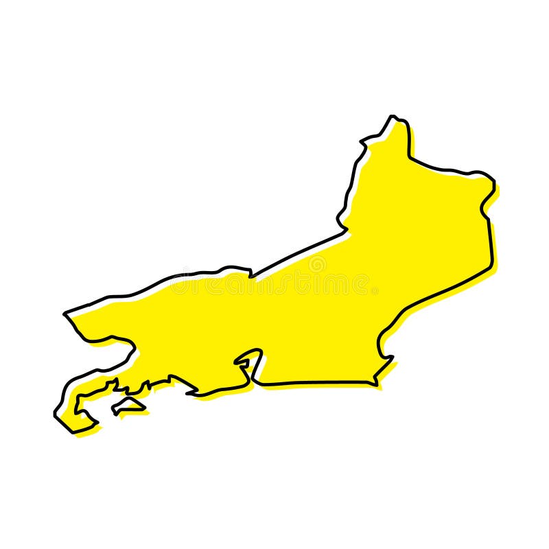 Simple Outline Map of Rio De Janeiro is a State of Brazil. Styli Stock ...