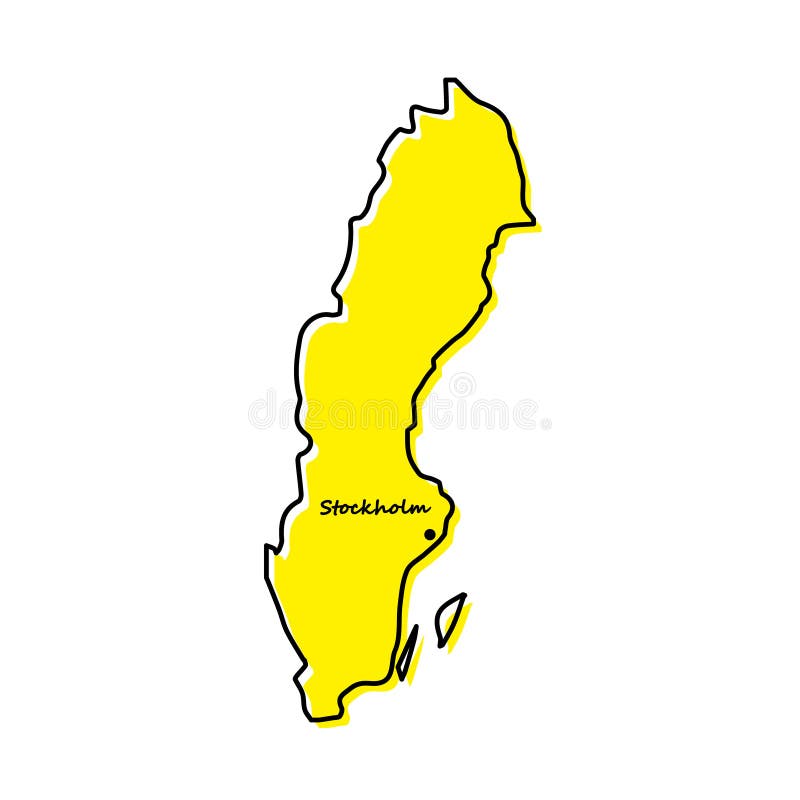 Simple Outline Map of Sweden with Capital Location Stock Illustration ...
