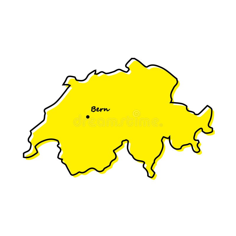Simple Outline Map of Switzerland with Capital Location Stock ...