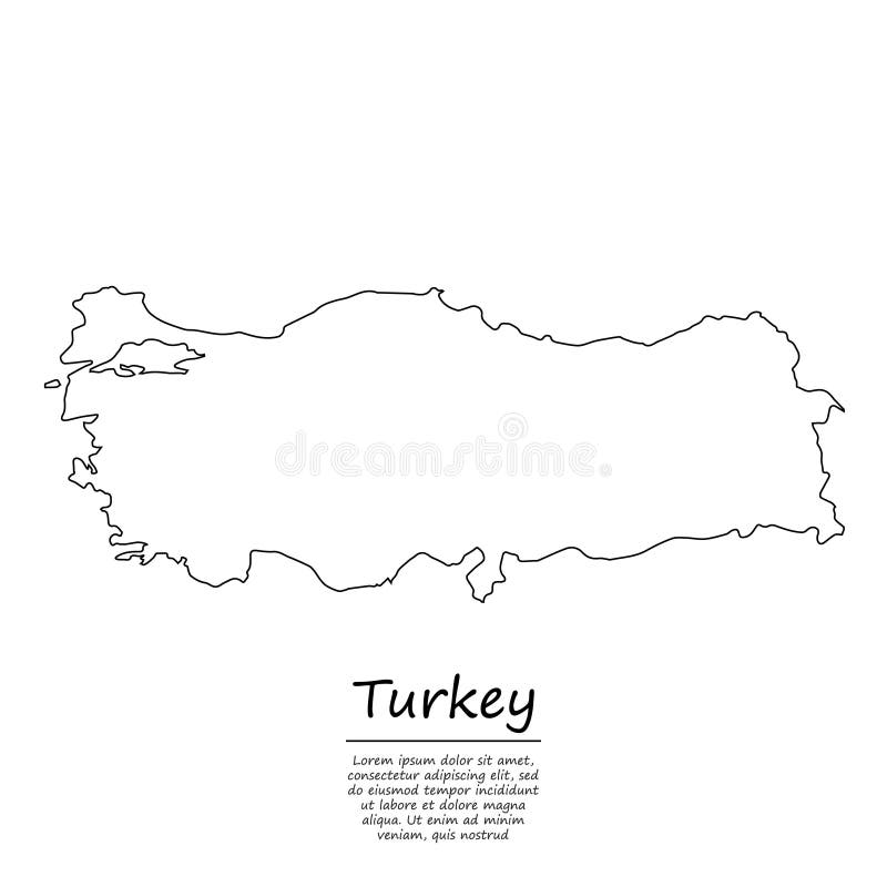 Simple Outline Map of Turkey, in Sketch Line Style Stock Vector ...
