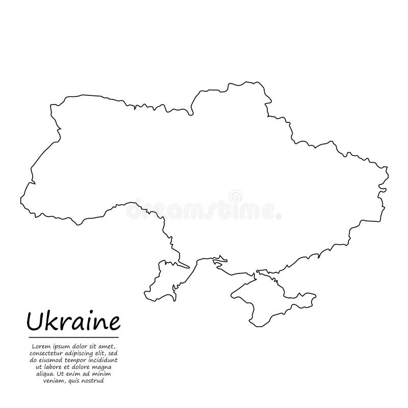 Simple Outline Map of Ukraine, in Sketch Line Style Stock Vector ...