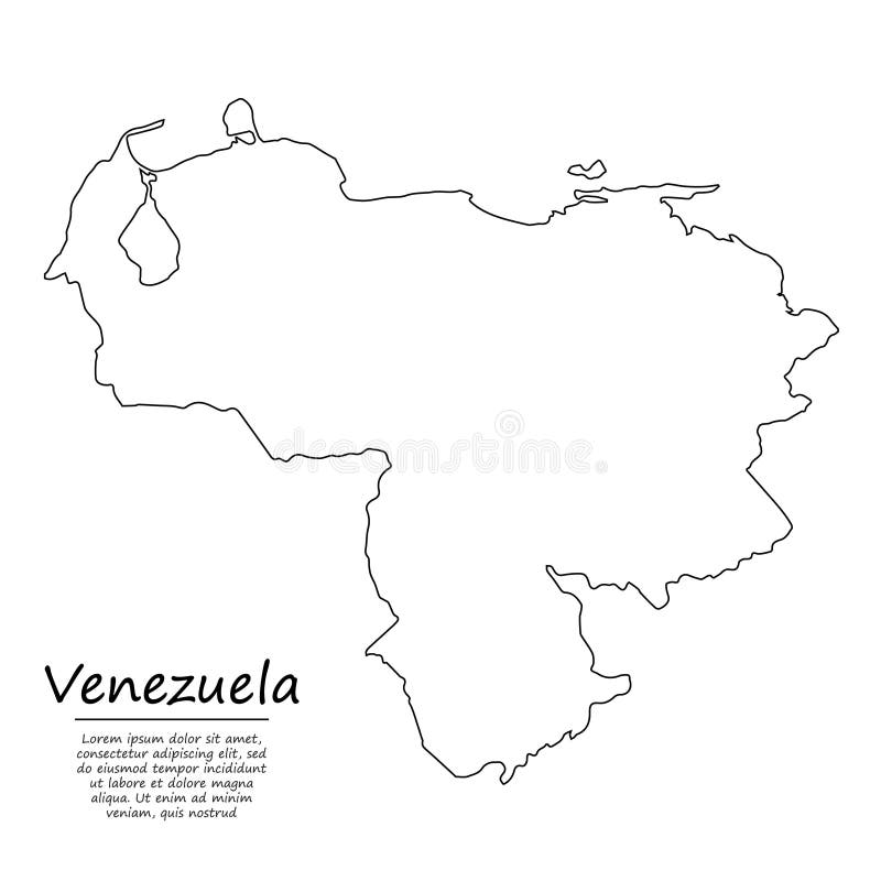 Simple Outline Map of Venezuela, in Sketch Line Style Stock Vector ...