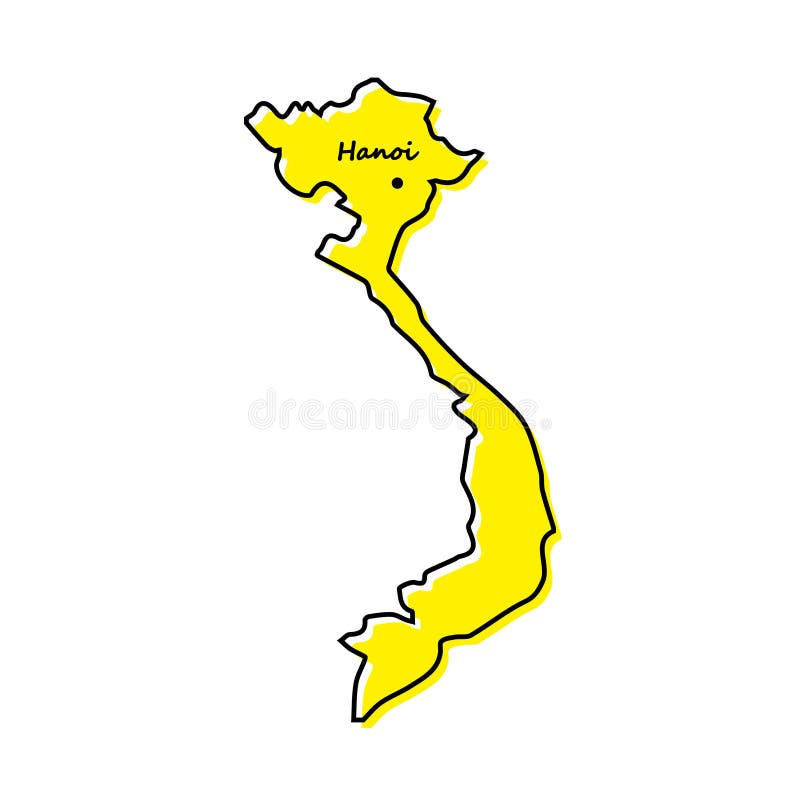 Simple Outline Map of Vietnam with Capital Location Stock Illustration ...